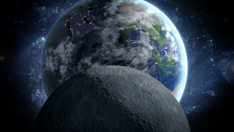 Realistic Animation of the Moon. the Space View of the Planet Earth ...