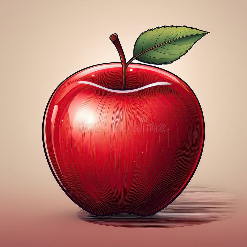 Realistic Apple Drawing stock illustration. Illustration of artwork ...
