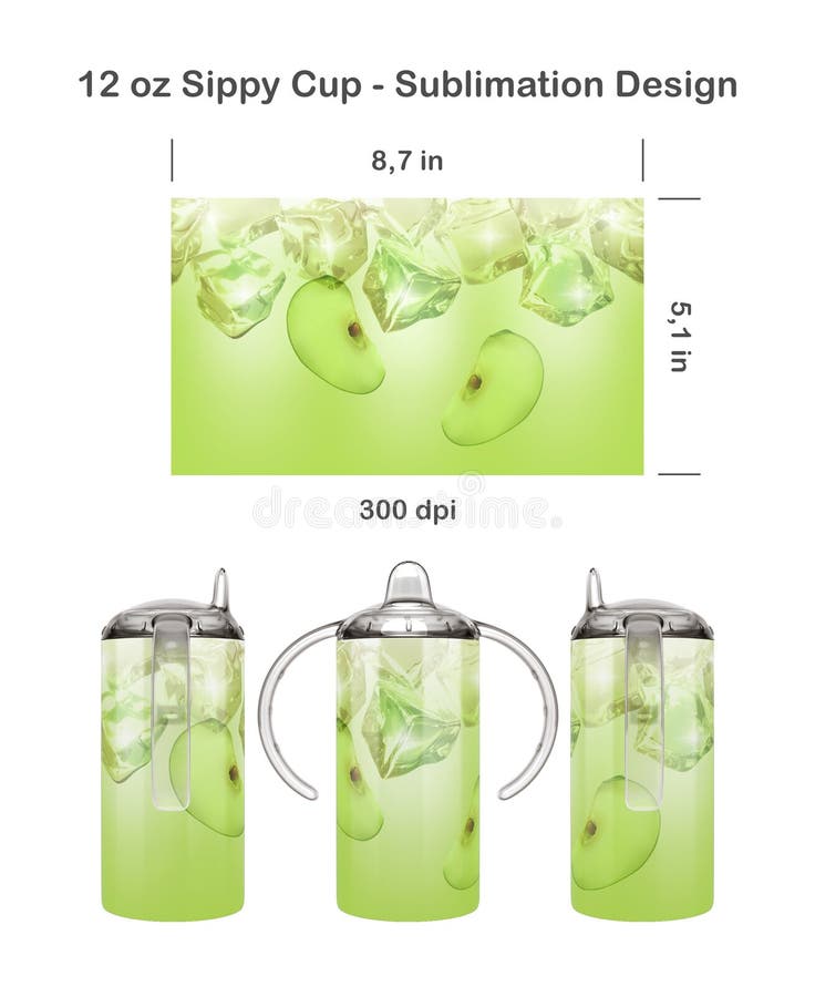 Realistic Apple Drink Pattern with Ice Cubes. Seamless Sublimation ...