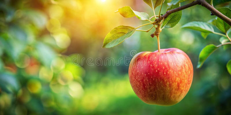 Realistic Apple Hanging on a Tree Creative AI Stock Illustration ...