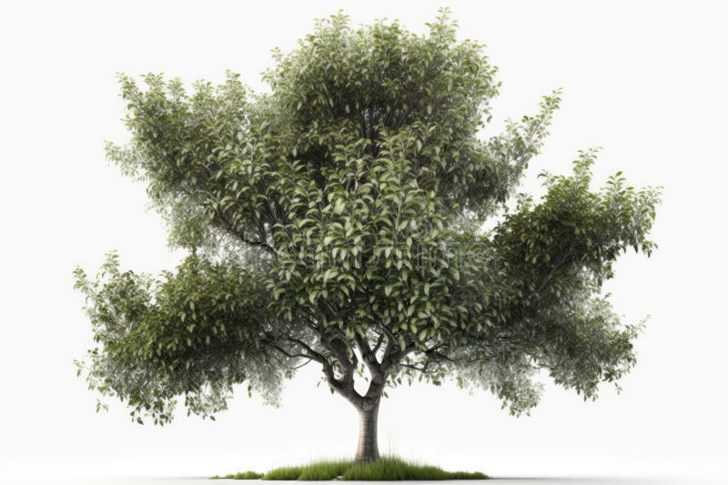Realistic Apple Tree on White Background for Invitations and Posters ...