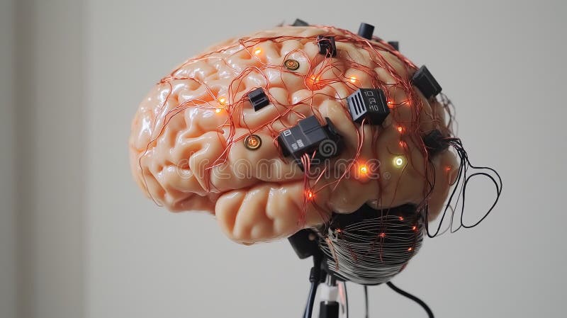 A Realistic Artificial Brain Model Connected To Wires and Microchips ...