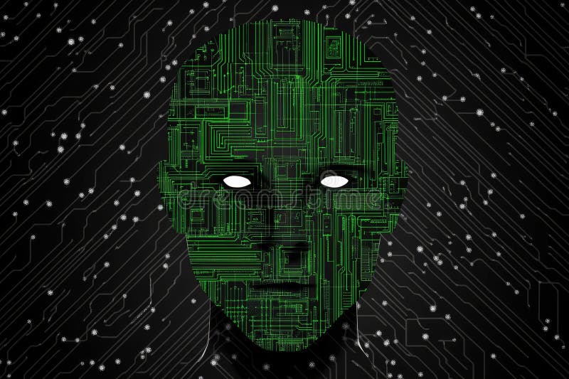 Realistic Artificial Intelligence, Computer Head with Mind Connections ...