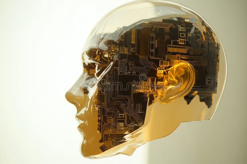 Realistic Artificial Intelligence, Computer Head with Mind Connections ...