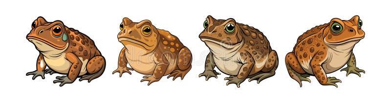 Realistic Asian Common Toad Color Illustration Stock Vector ...