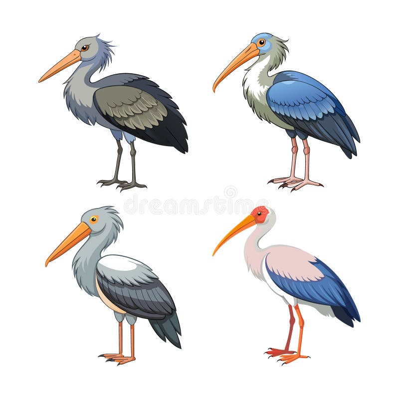 Realistic Asian Openbill Bird Illustration Stock Vector - Illustration ...
