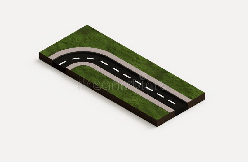 Realistic Asphalt Road Structure Cross Section Diagram in Axonometric ...