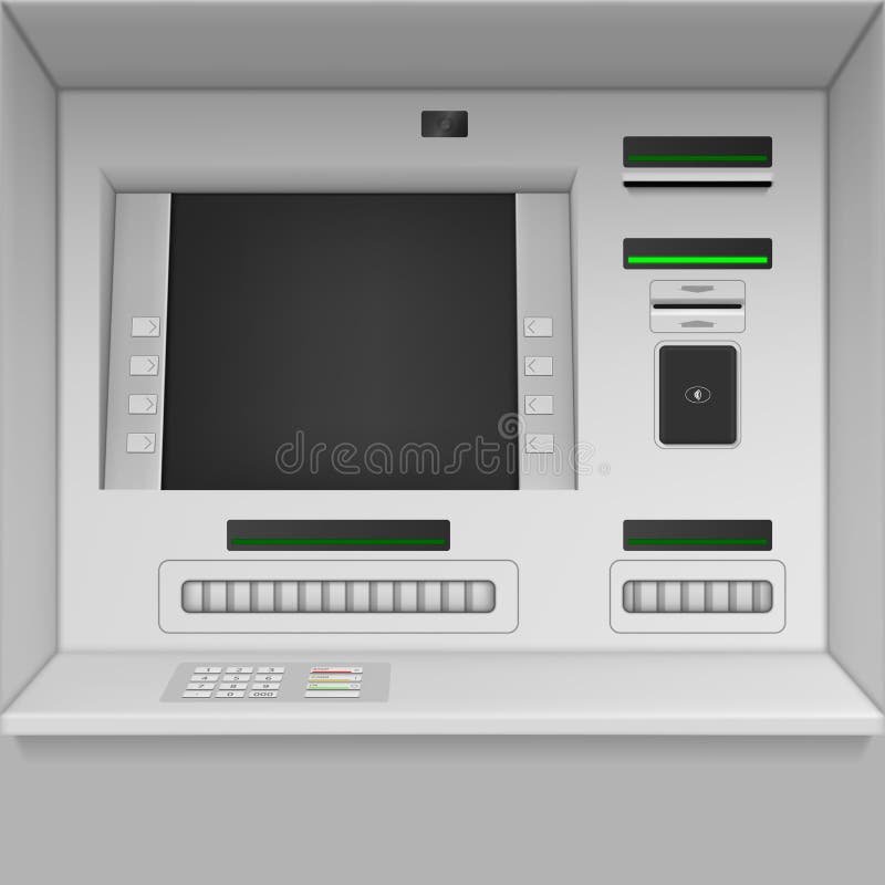 Realistic ATM Interface Vector Illustration Bank Payment Machine Online ...