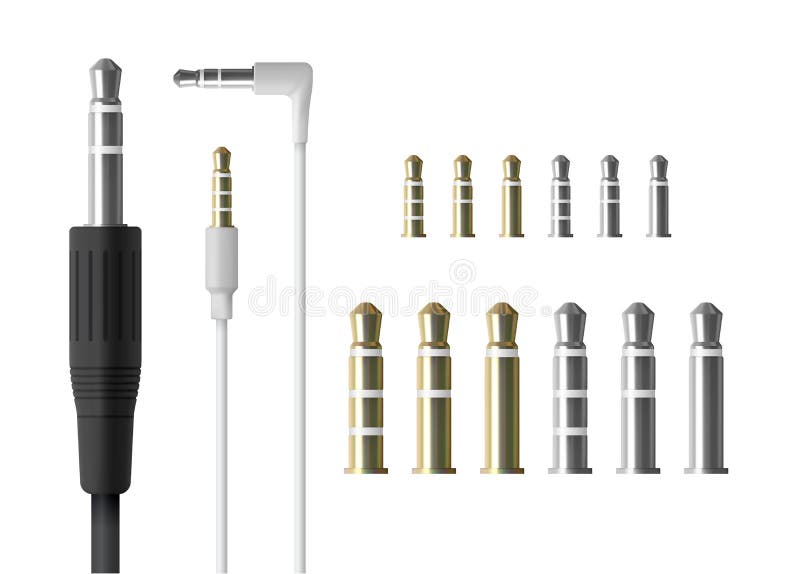 Realistic Audio Mini Jack Plug Set. Isolated Vector Illustration of ...