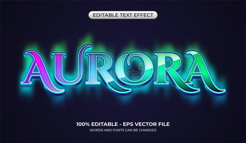 Realistic Aurora Text Effect. Editable Mystical Aura Text Effect with Glossy Gradient Color ...