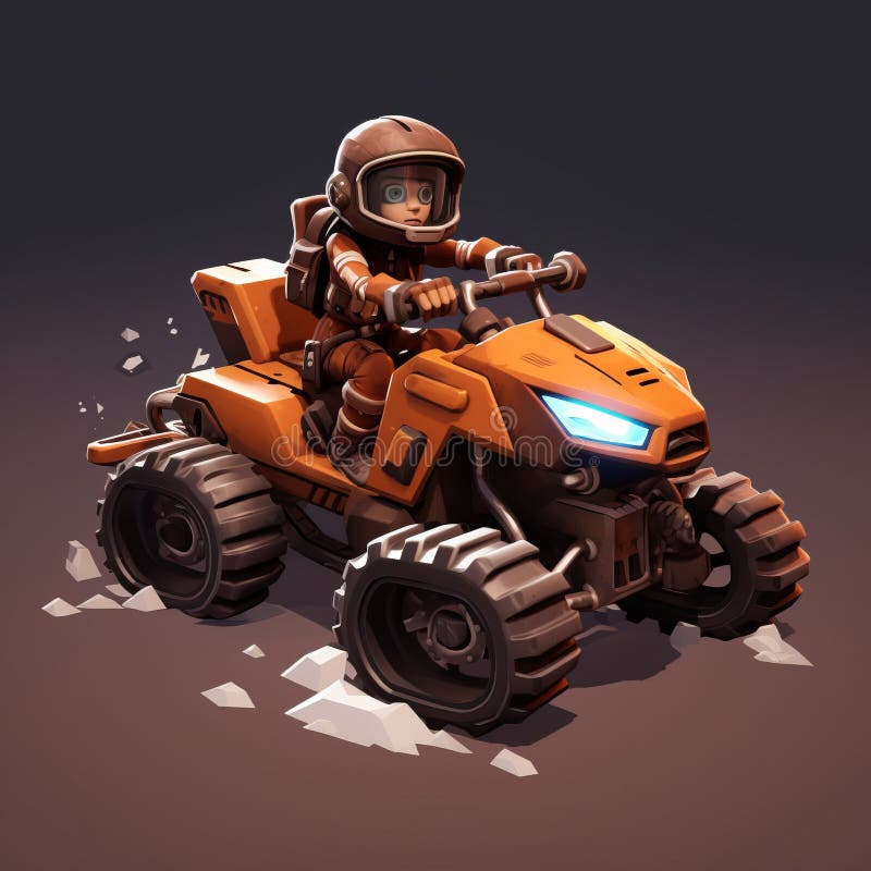 Realistic Avatar Riding on Orange Atv: Stunning Light and Shadow ...
