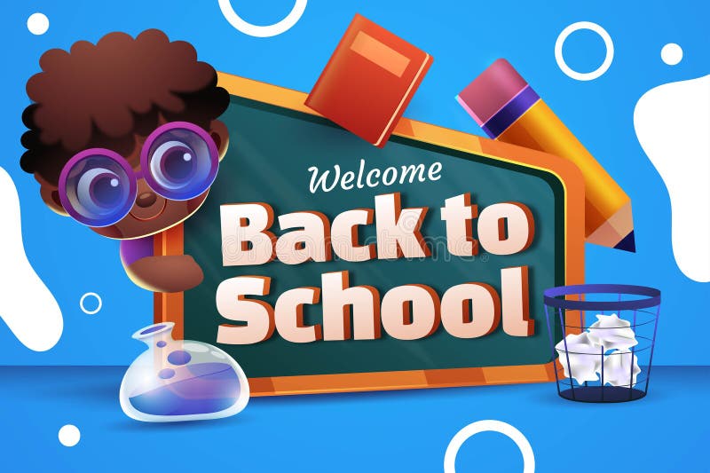 Realistic Back School Background Vector Design Illustration Stock ...