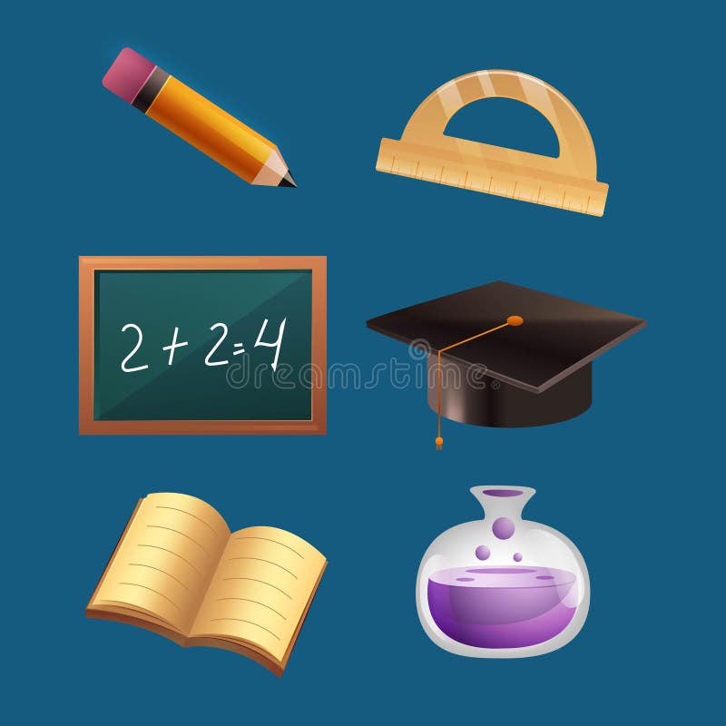 Realistic Back School Elements Collection Vector Design Illustration ...