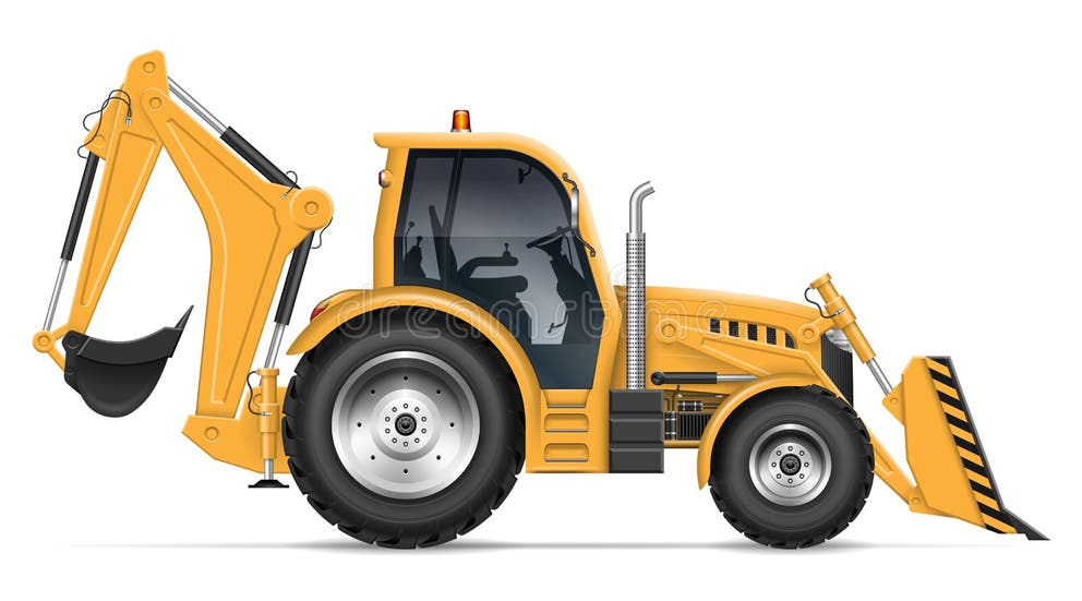Realistic Backhoe Loader Vector Illustration Stock Vector ...
