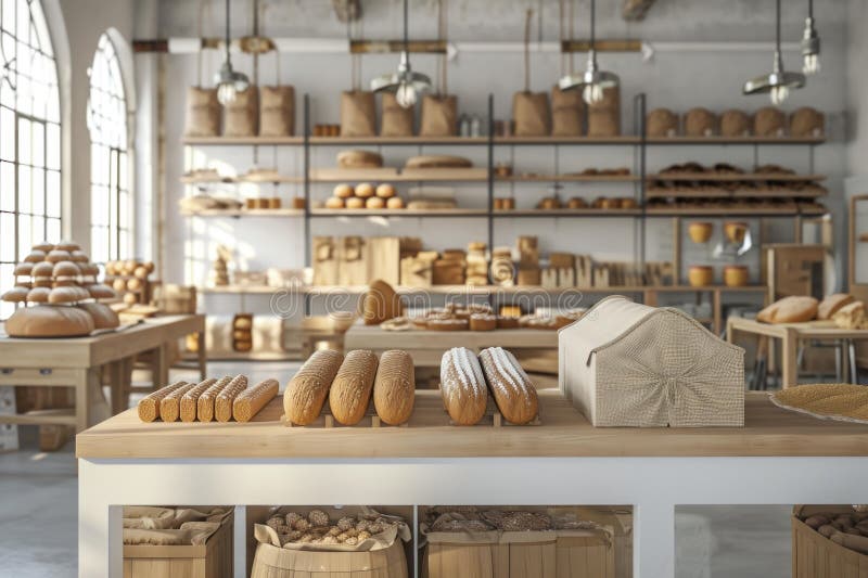 Realistic Bakery Factory Mockup. Generate Ai Stock Photo - Image of ...