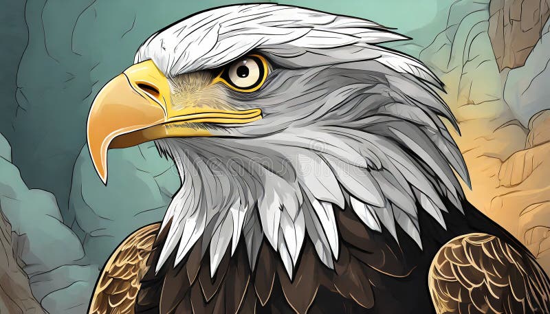 Realistic Bald Eagle Coloring Page for Toddlers Stock Illustration ...