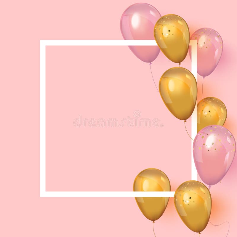 Realistic Balloons Around the Frame with Place for Text Stock Vector ...