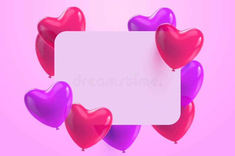 Realistic Balloons with Hearts Banner Vector Design Illustration Stock ...