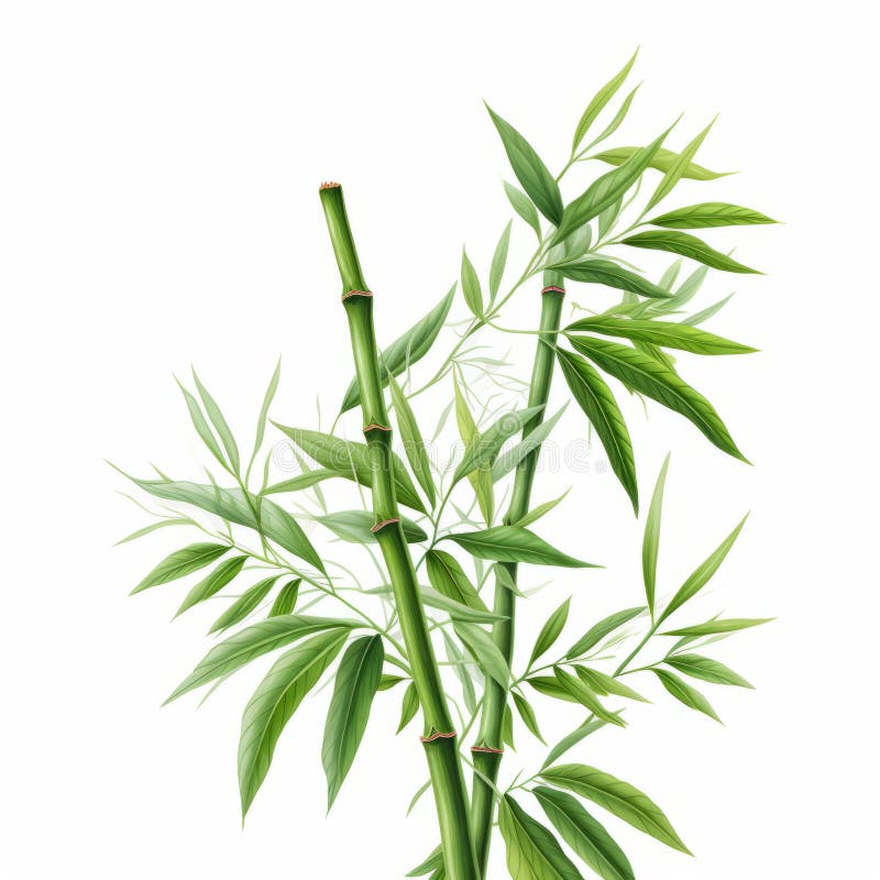 Realistic Bamboo Stem with Detailed Renderings on White Background ...