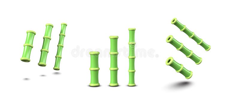 Realistic Bamboo Tubes on White Background. Green Organic Decorative ...