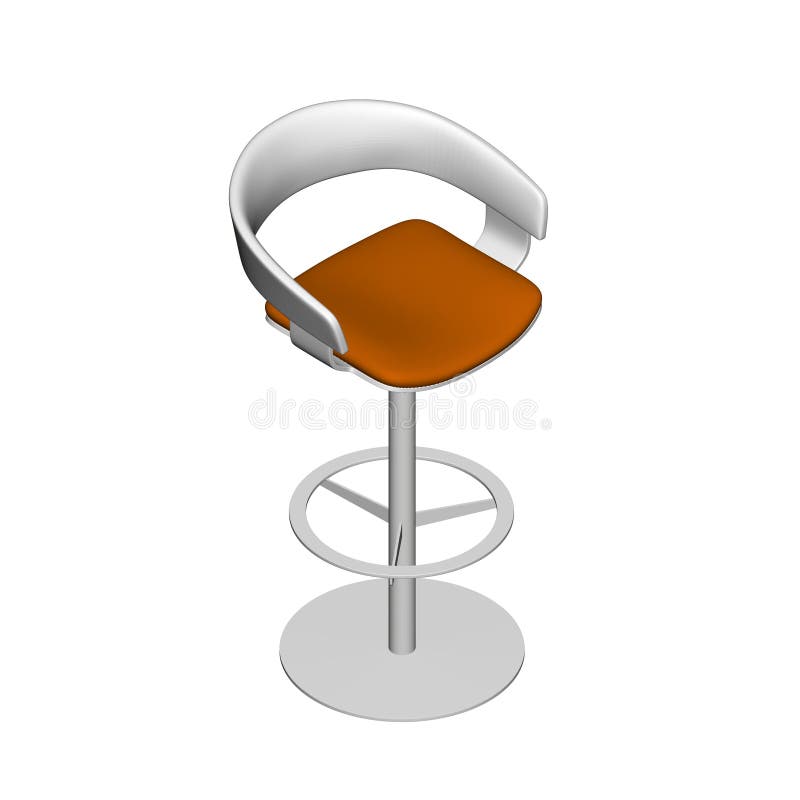 Realistic Bar Stool Isolated on White Background. Isometric View. 3D ...