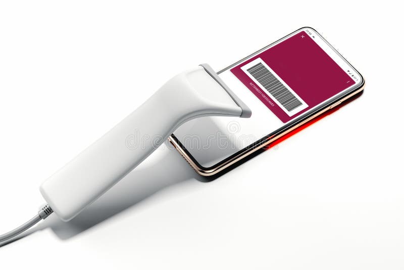 Realistic Barcode Scanner on Mobile Phone Screen. 3d Rendering. Stock ...