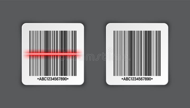 Realistic Barcode Sticker on Gray Background. Identification Tracking ...