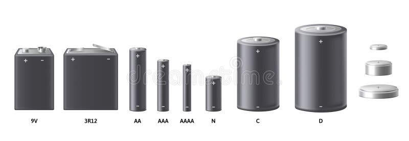 Realistic Battery Mockup. Different Types of Alkaline Batteries and ...