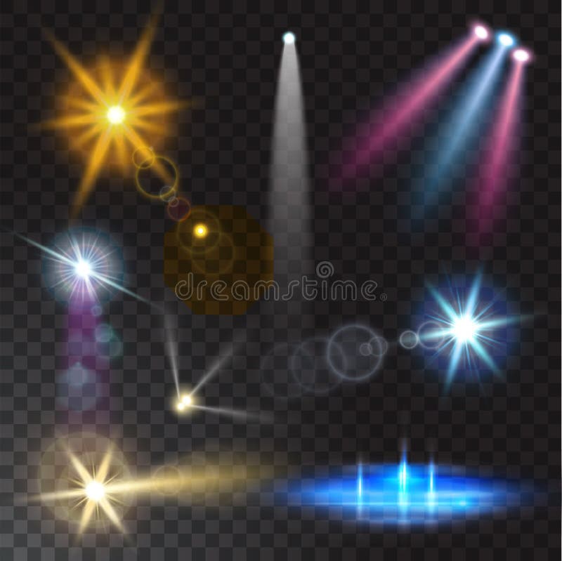 Realistic Beam Lights on Transparent Background. Stock Vector ...