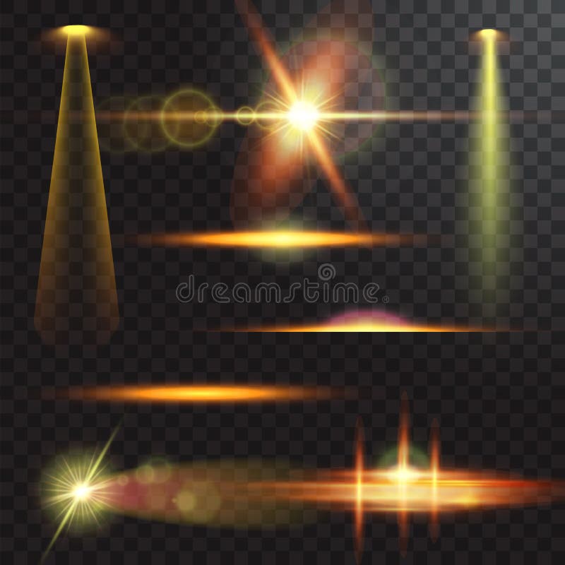 Realistic Beam Lights on Transparent Background. Stock Vector ...