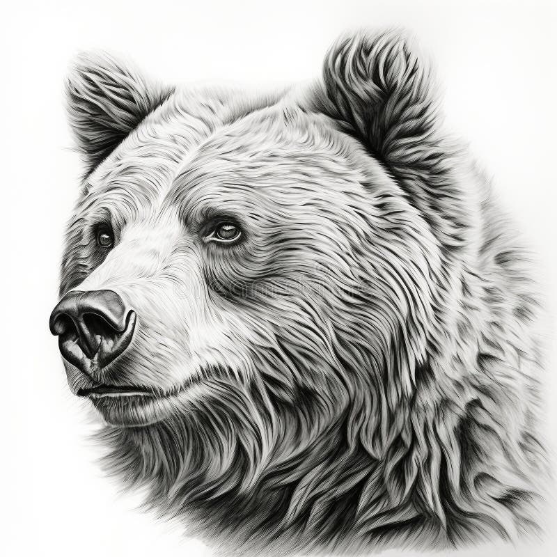 Realistic Bear Portrait Drawing Detailed Stock Illustration ...