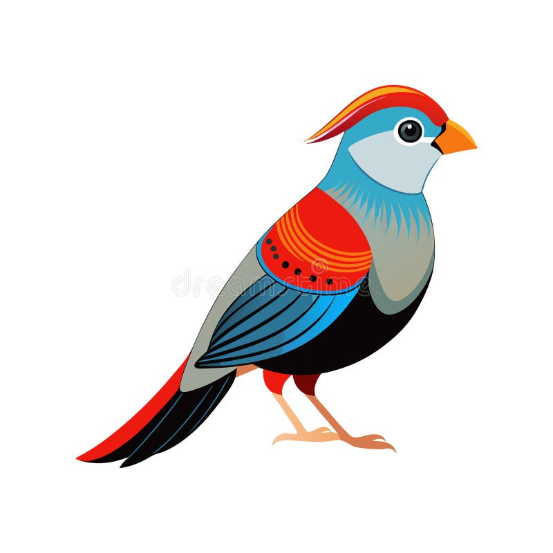 Realistic Beautiful Firetail Bird Illustration Stock Illustration ...