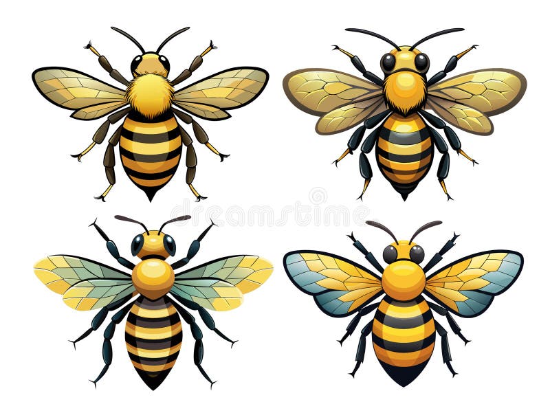 Realistic of Bee stock illustration. Illustration of yellow - 378760356