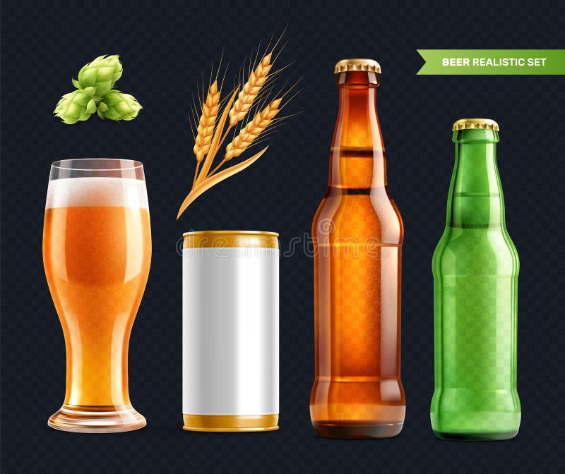 Realistic beer element set stock illustration. Illustration of vector ...