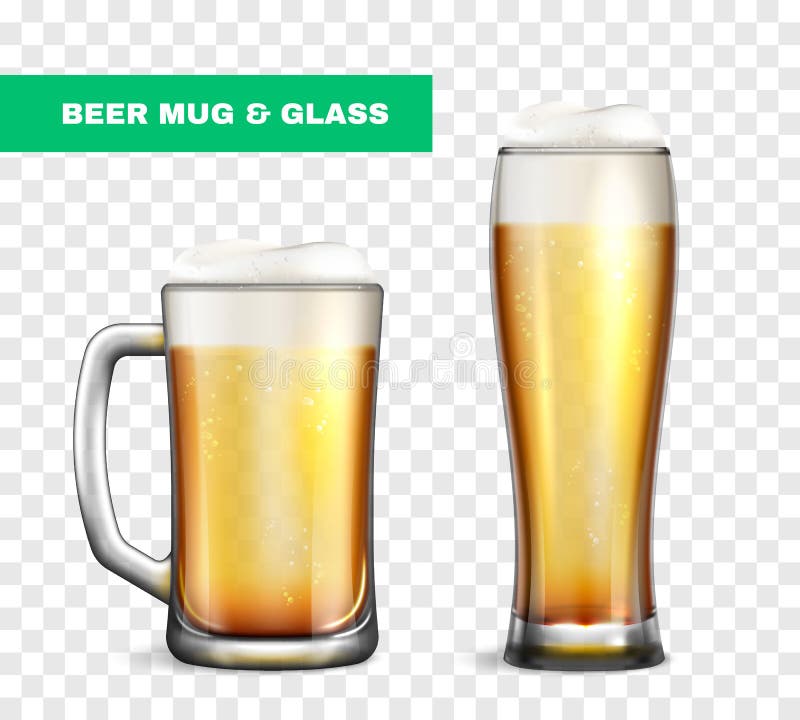 Realistic Beer Mug Glass Icon Set Stock Vector - Illustration of stein ...