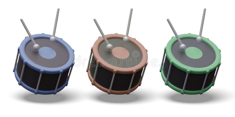 Realistic Big Drum with Sticks. Percussion Musical Instruments Stock ...