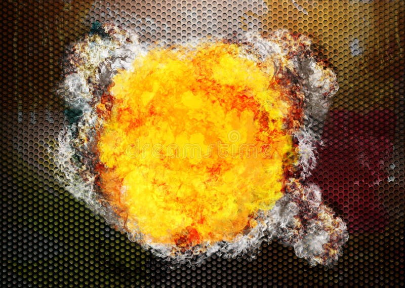 Realistic Big Explosion on a Gride Stock Illustration - Illustration of ...