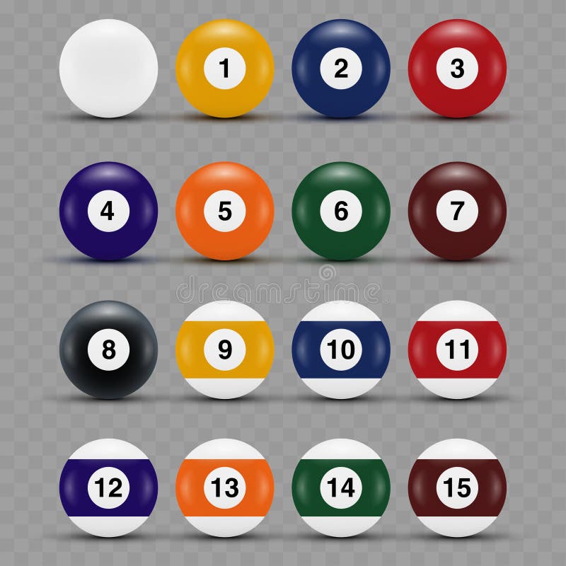 Realistic Billiard Pool Balls Set with Numbers Mockup. Vector Stock ...