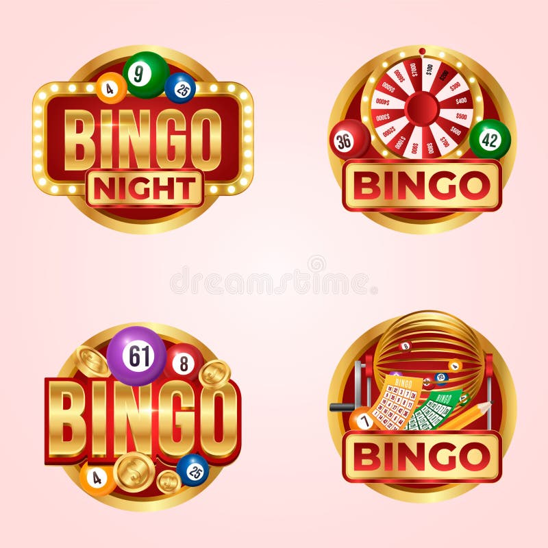 Realistic Bingo Game Label Set Stock Illustration - Illustration of ...
