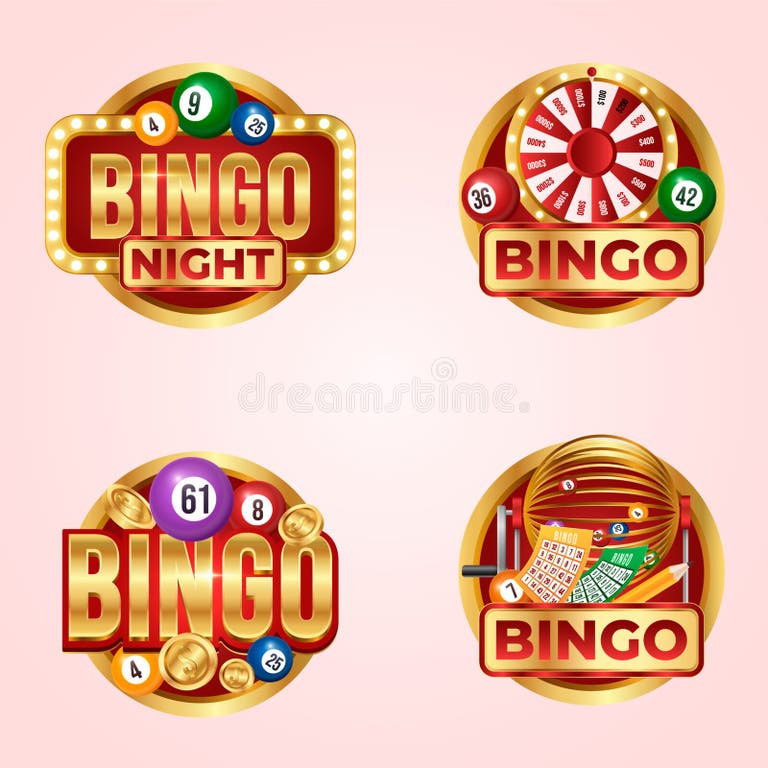 Realistic Bingo Game Label Set Stock Illustration - Illustration of ...