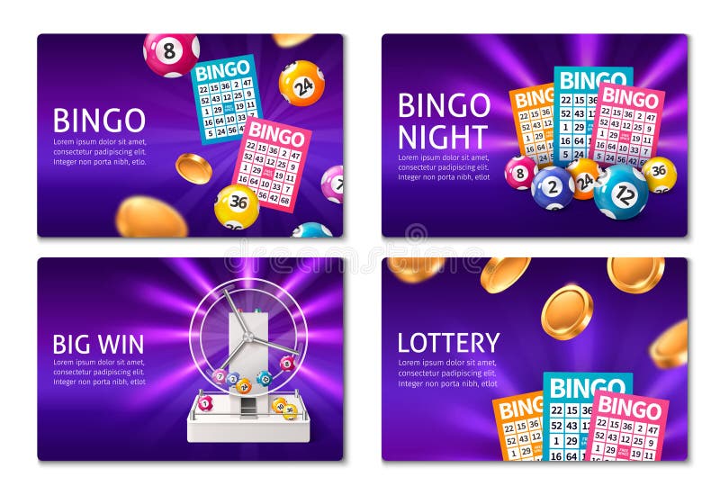 Realistic Bingo Horizontal Cards Template Set Stock Illustration ...