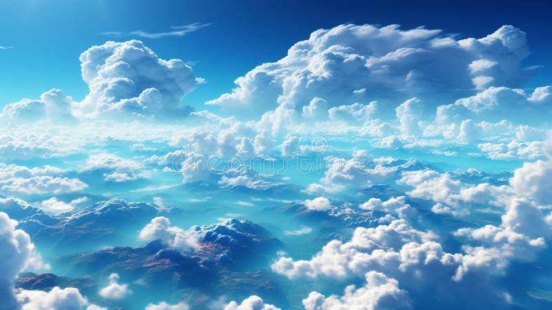 A Realistic Bird S Eye View of the Sky with Clouds. Beautiful Sun Rays ...