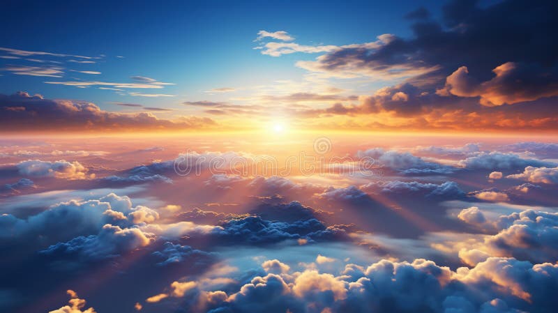 A Realistic Bird S Eye View of the Sky with Clouds. Beautiful Sun Rays ...