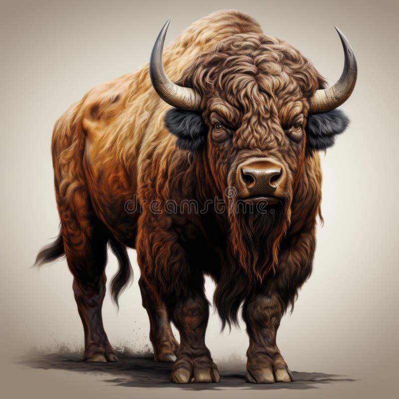 Realistic Bison Clipart with 3d Rendering Stock Illustration ...