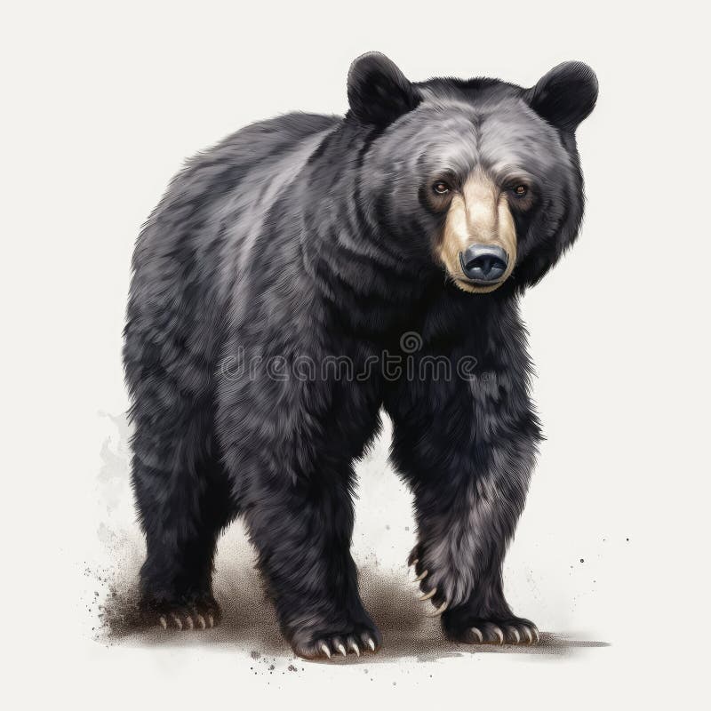 Realistic Black Bear on White Background for Posters and Web Design ...