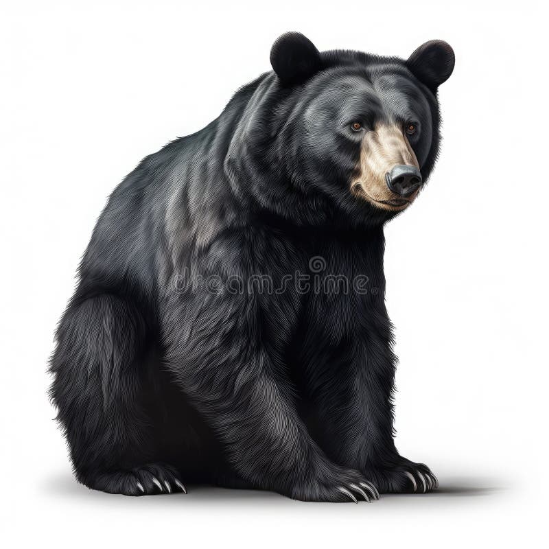 Realistic Black Bear on White Background for Posters and Web Design ...