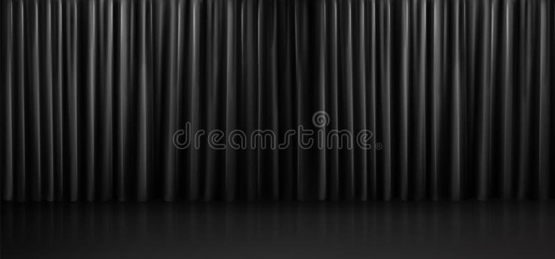 Realistic Black Curtain Background Stock Illustration - Illustration of ...