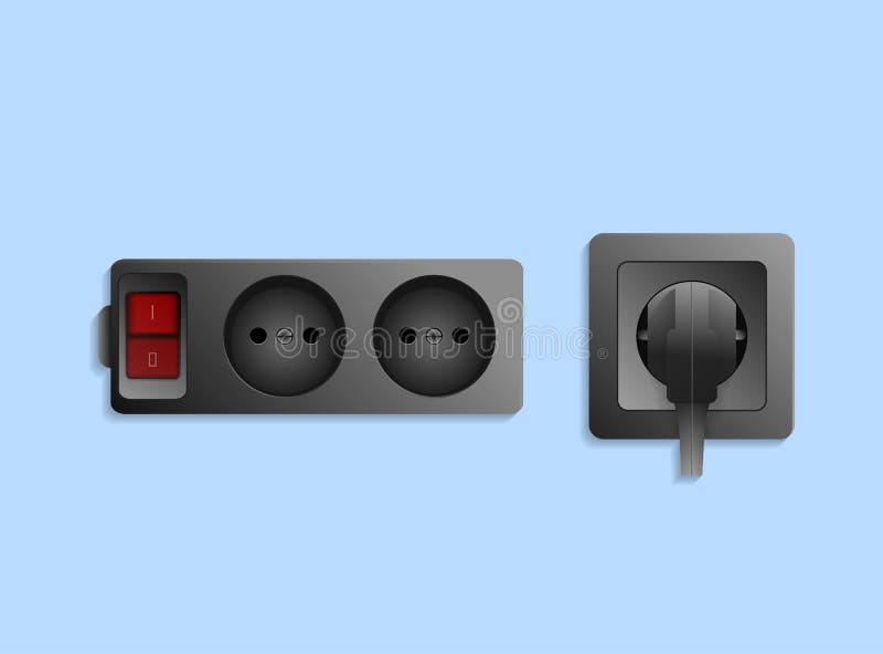 Realistic Electric Outlet with Plugs Stock Vector - Illustration of ...