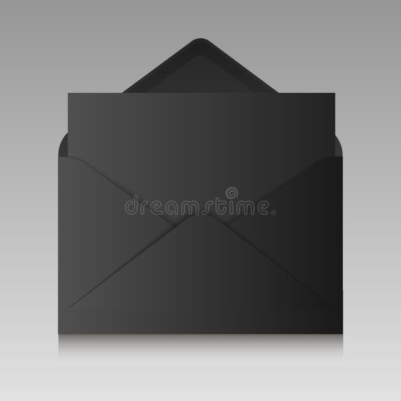 Black Envelope Icon Isolated on Black Background. Email Message Letter ...