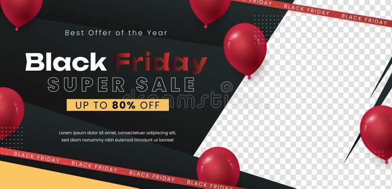 Realistic Black Friday Banner Design Vector Stock Vector - Illustration ...
